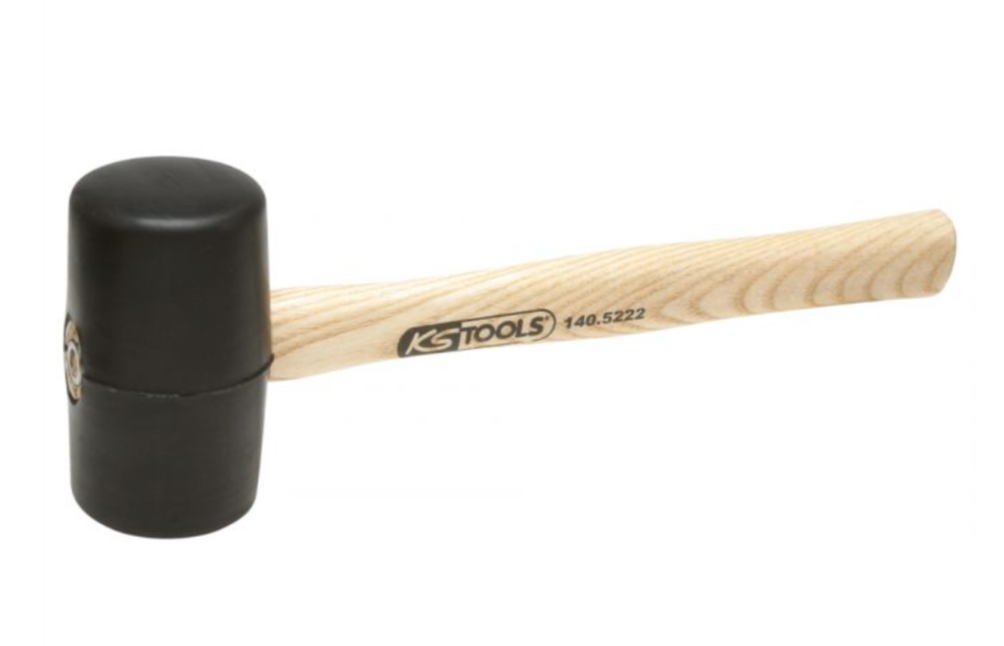 Maillet Caoutchouc 500g " Tête ø58 Mm " Avec Manche Frêne Galbé